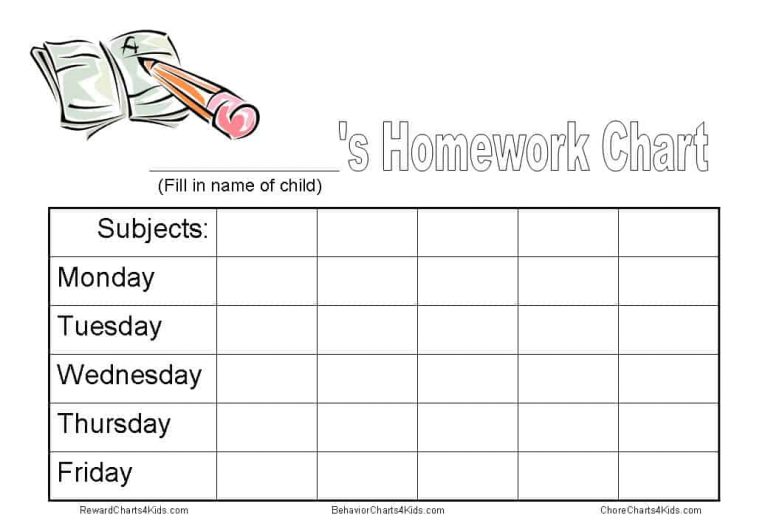 Homework chart and other tools to get homework done