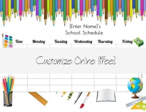 Free School Schedule Maker | Customize Online & Print at Home