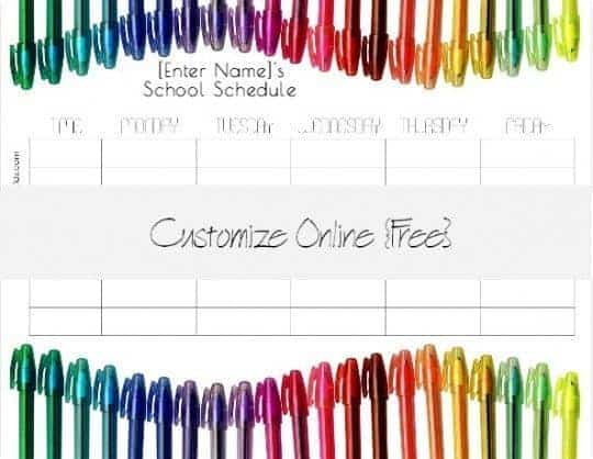Free School Schedule Maker | Customize Online & Print at Home
