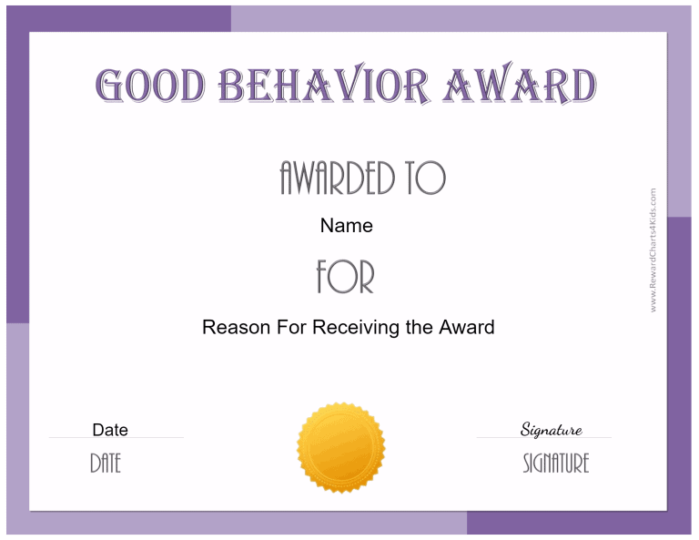 Free Certificate of Good Behavior | Customize & Print