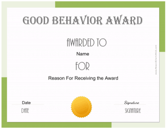 Free Certificate of Good Behavior | Customize & Print