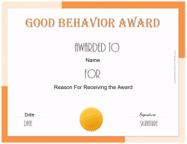 Free Certificate of Good Behavior | Customize & Print