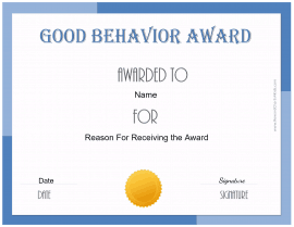 Free Certificate of Good Behavior | Customize & Print