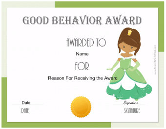 Free Certificate of Good Behavior | Customize & Print