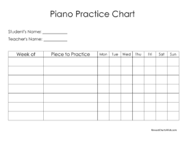Free Piano Practice Chart | Customize Online then Print at Home