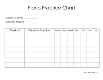 Free Piano Practice Chart | Customize Online then Print at Home