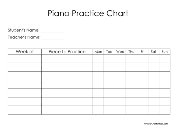 Free Piano Practice Chart | Customize Online then Print at Home