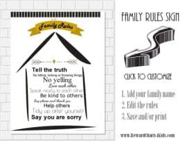 House Rules for Kids with Free Printable Custom House Rule Signs
