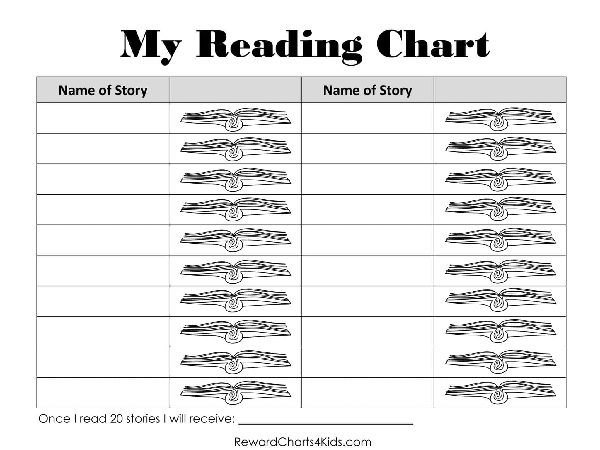 Free Printable Reading Chart Templates | Many Designs Available