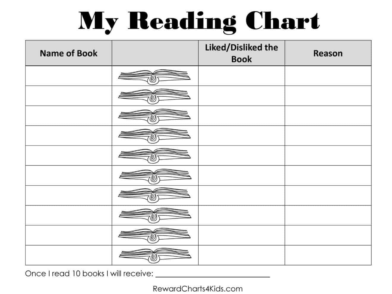 Free Printable Reading Chart Templates | Many Designs Available
