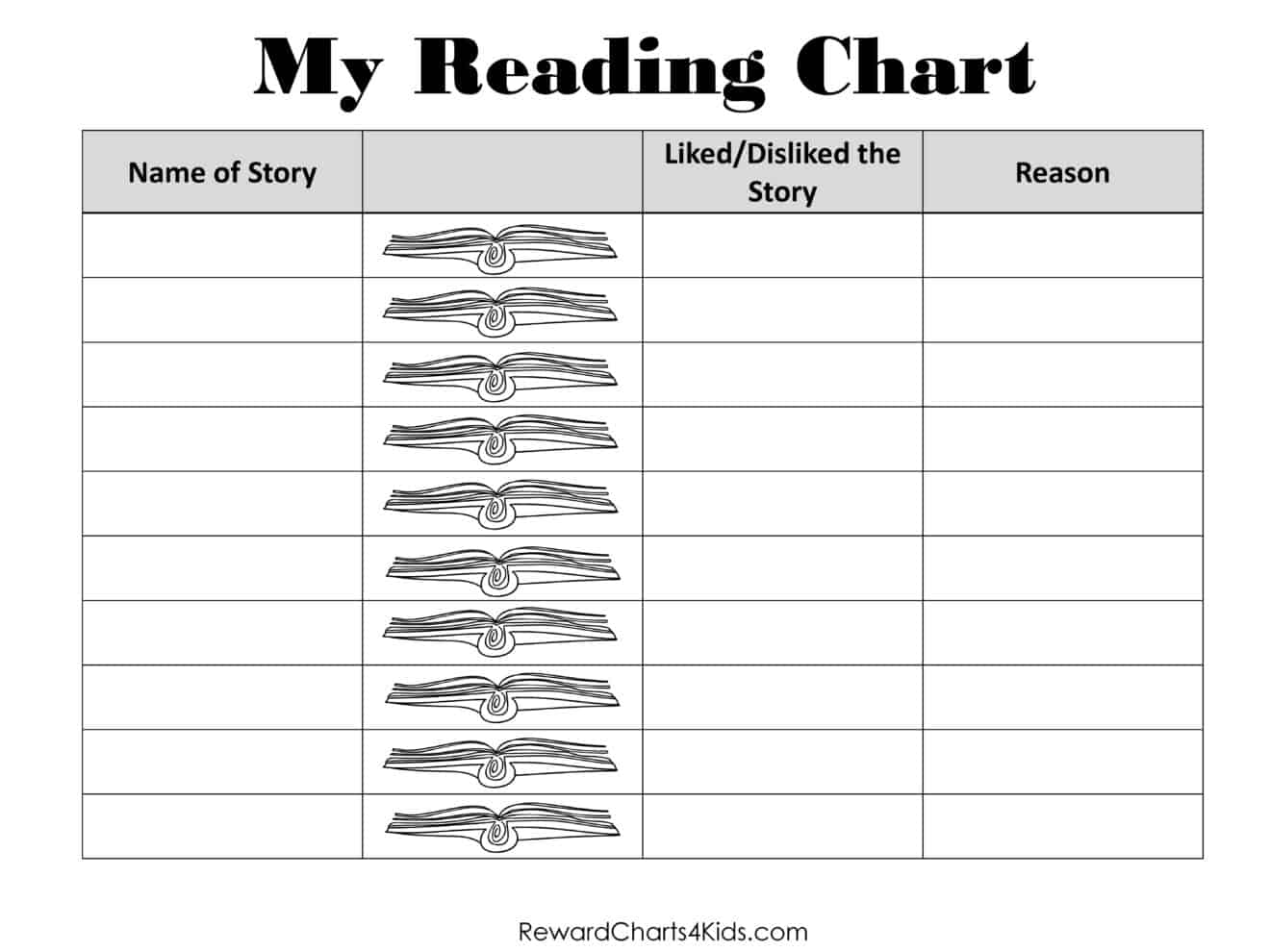 Free Printable Reading Chart Templates | Many Designs Available