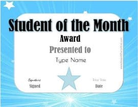 Free Student of the Month Certificate | Customize Online