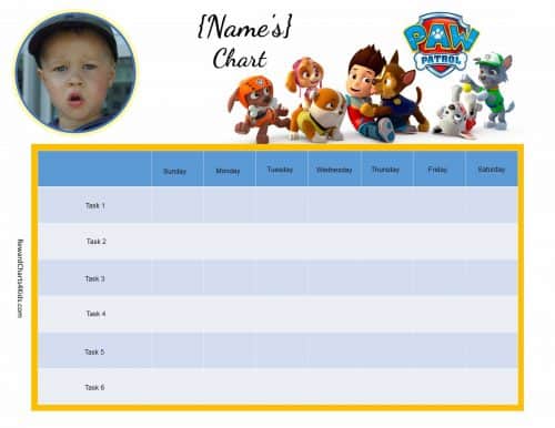 Free Customizable Paw Patrol Charts | Instant Download