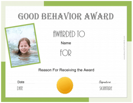 Free Certificate of Good Behavior | Customize & Print