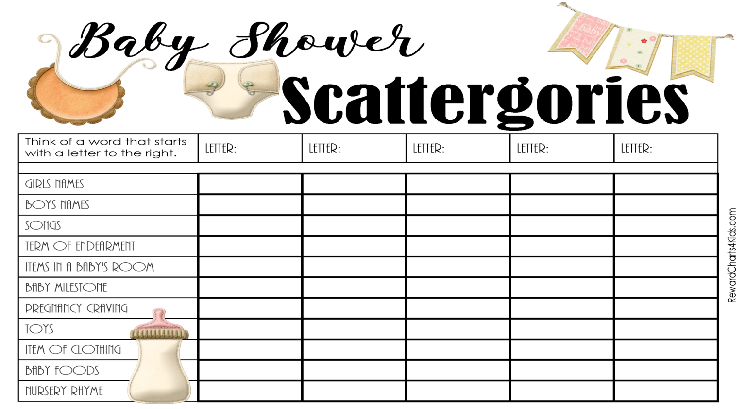 FREE Printable Scattergories Lists | Instant Download