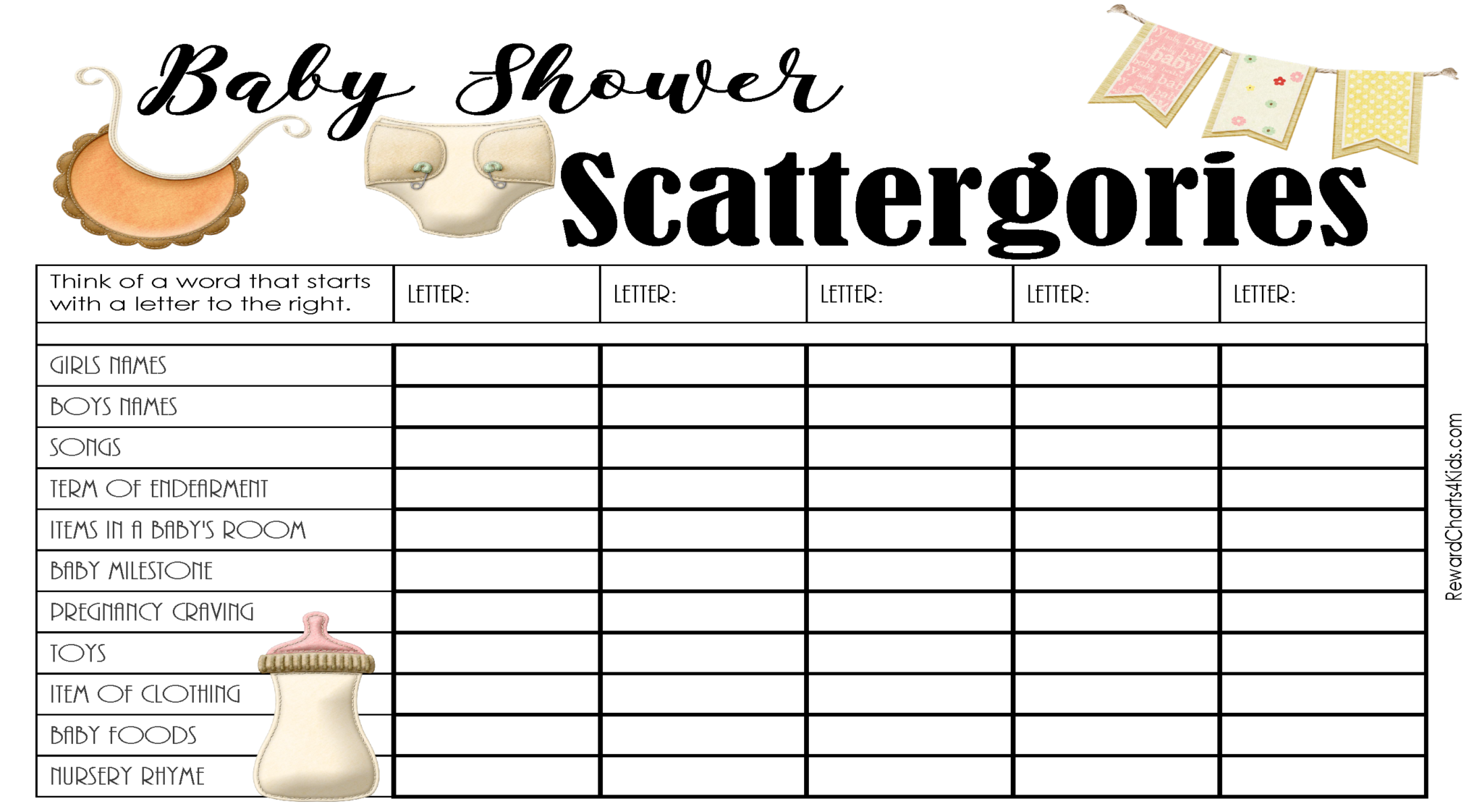 FREE Printable Scattergories Lists | Instant Download