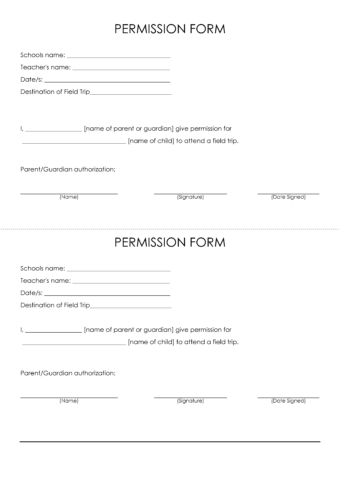 FREE Editable Permission Slip Template | Instant Download