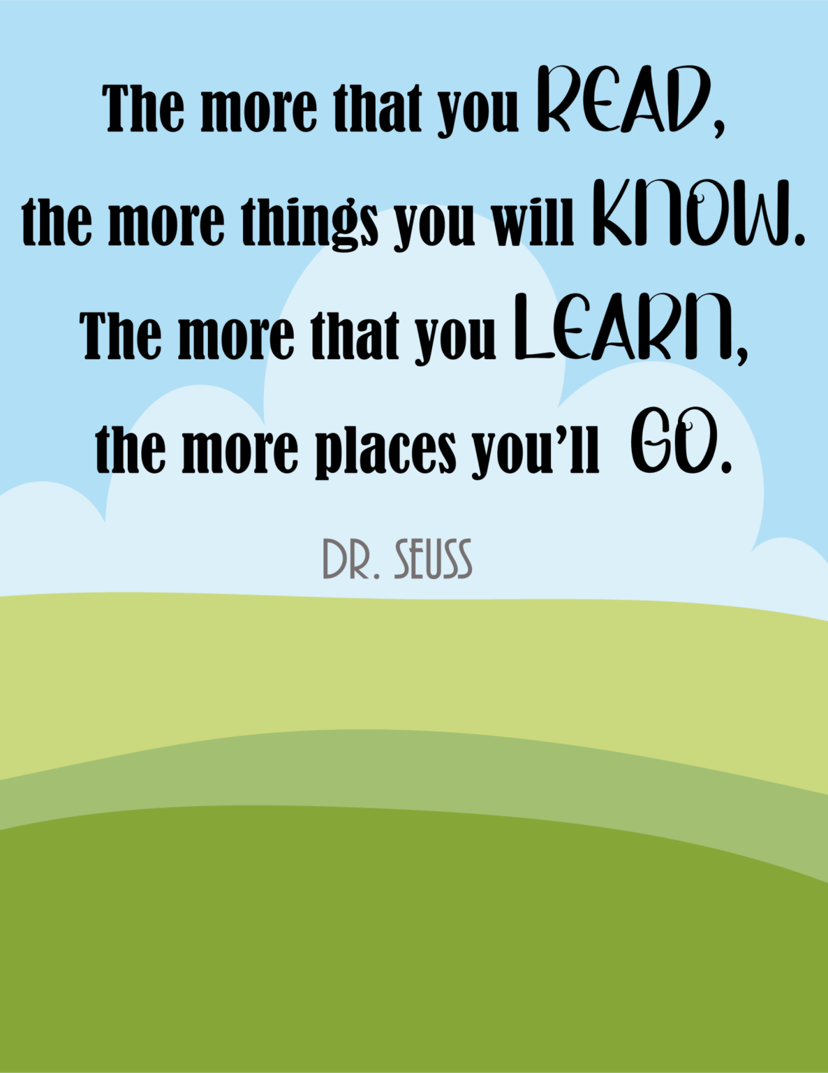 FREE Printable Posters With Dr Seuss Graduation Quotes